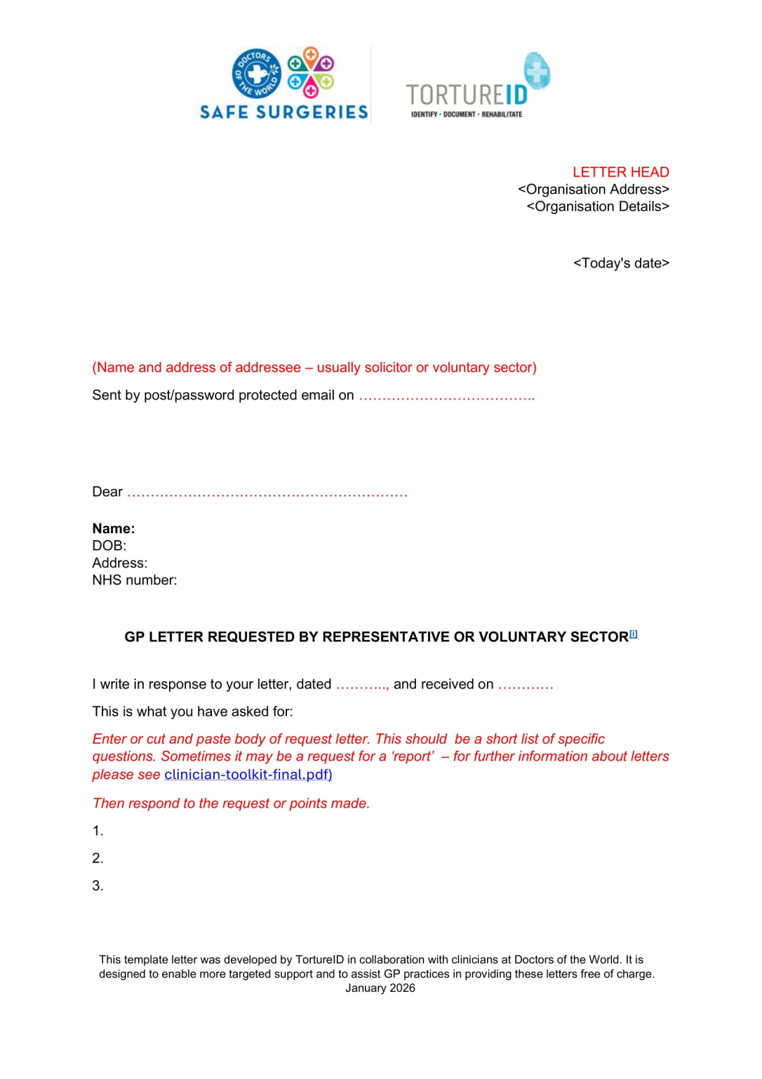 Letter templates to support people seeking asylum - Doctors of the World