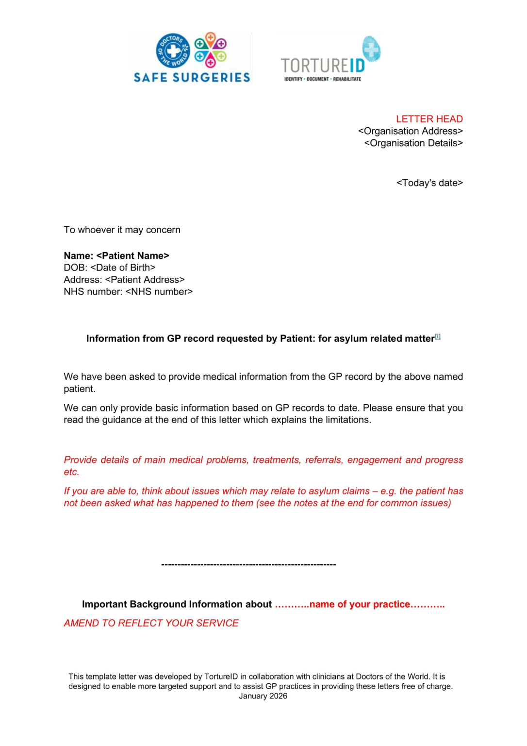 Letter templates to support people seeking asylum - Doctors of the World