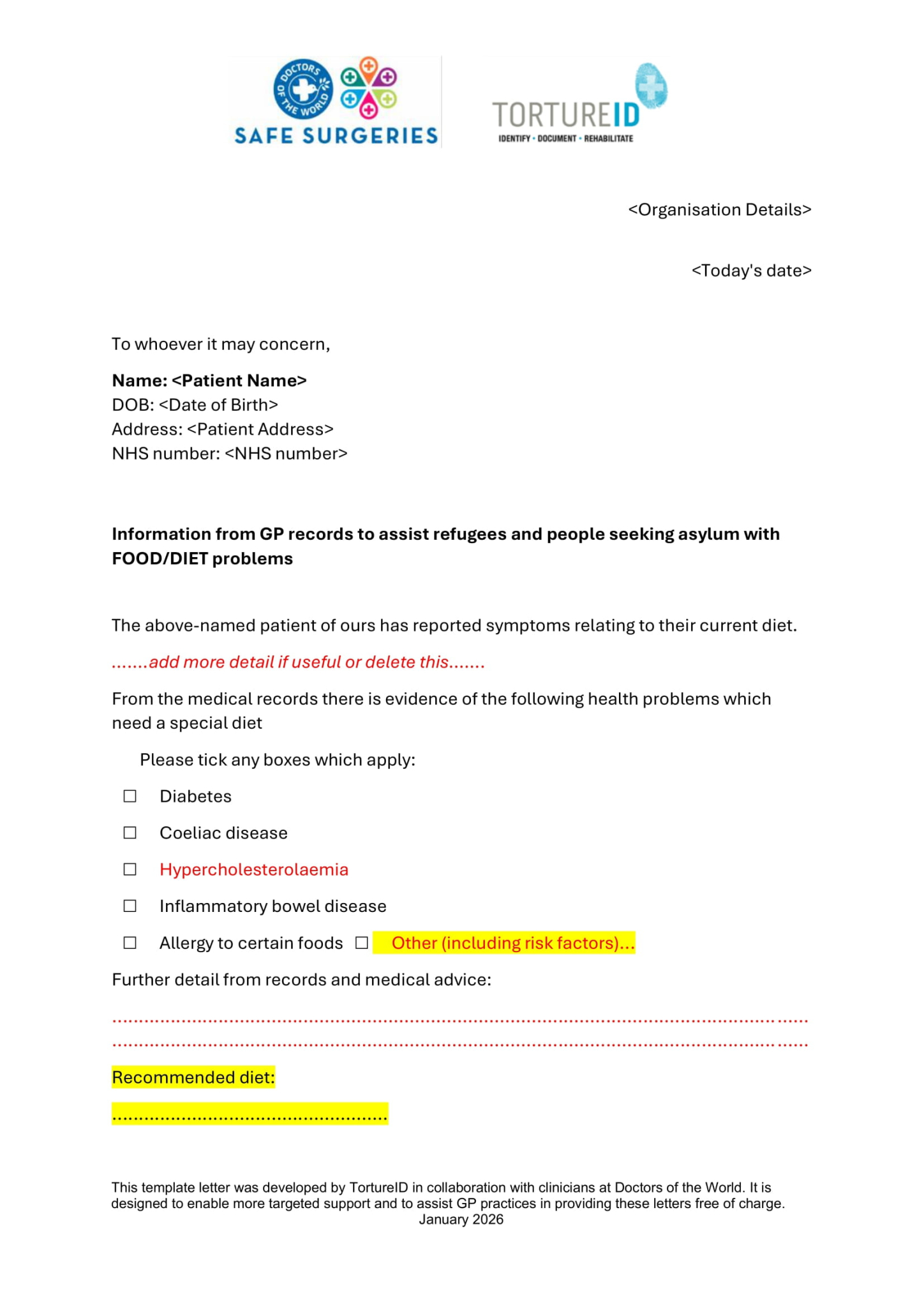 Letter templates to support people seeking asylum - Doctors of the World