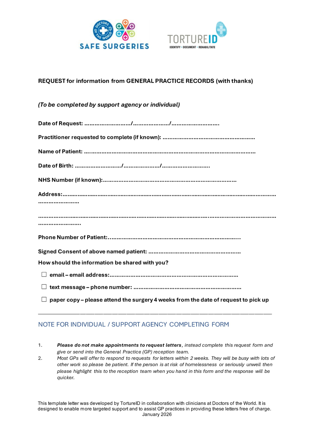 Letter templates to support people seeking asylum - Doctors of the World